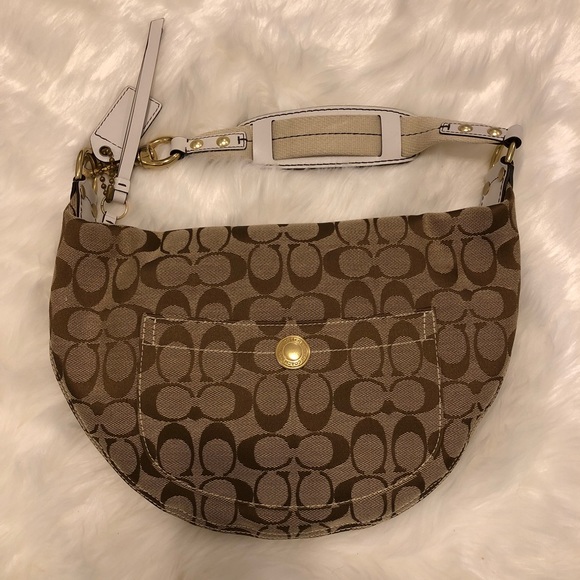 Coach | Bags | Coach Half Moon Purse In Dark Tan Canvas | Poshmark